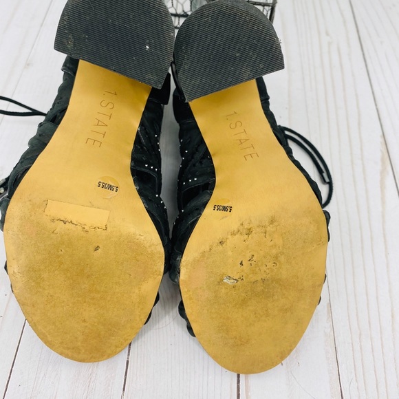1. State | Shoes | State Black Leather Cage Block Heel Lace Up Open Toe ...
